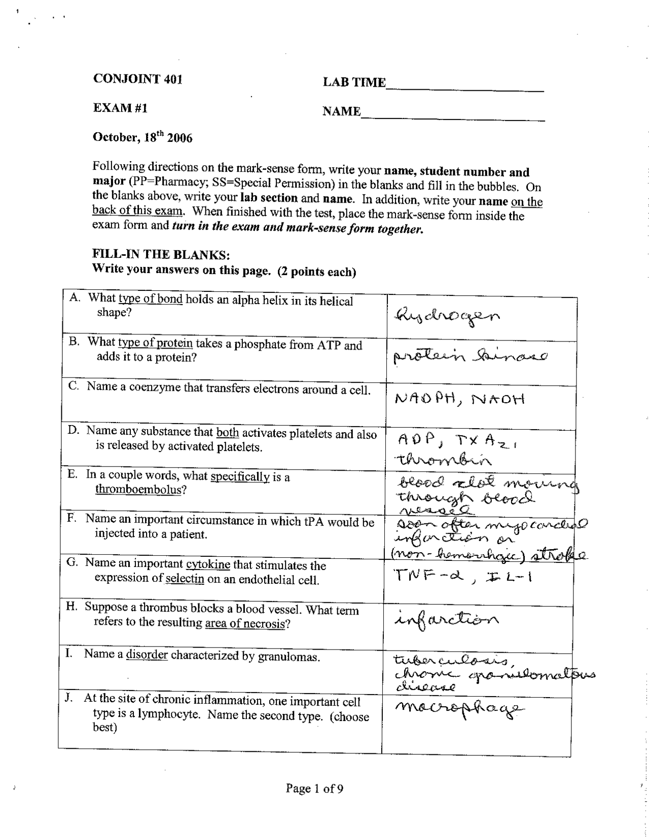 Exam 1 Questions With Solutions Human Anatomy And Physiology Conj