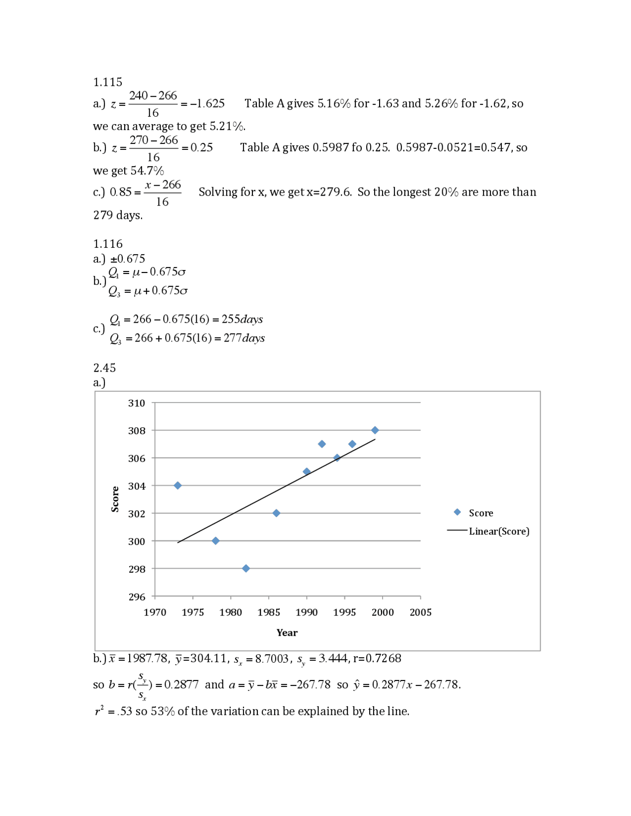 Solved Problems on Regression in Statistics Methods II | ST 302 - Docsity