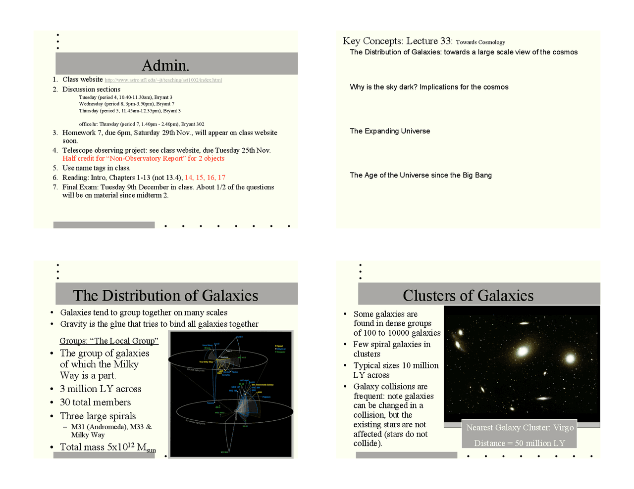 The Distribution Of Galaxies Lecture Slides Ast 1002 Docsity