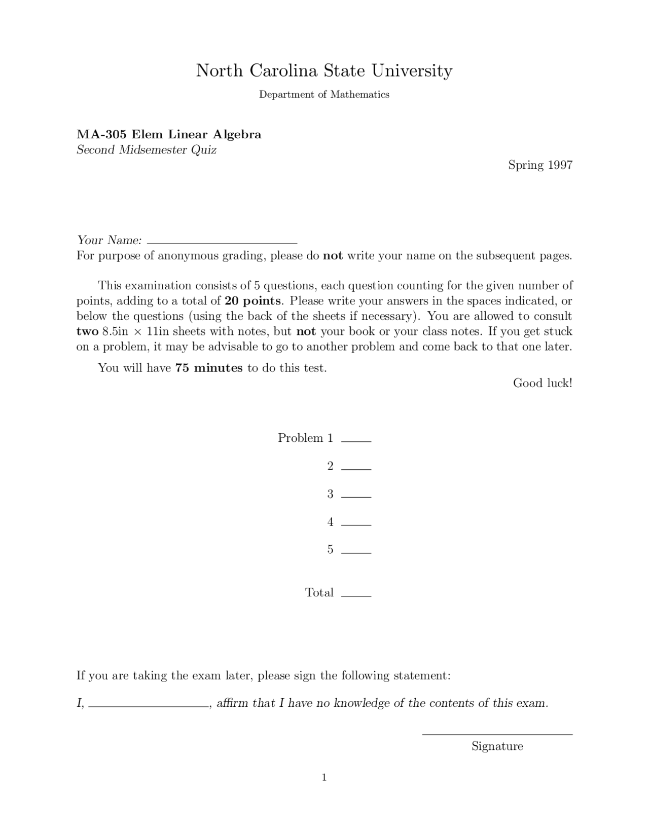 Matrices And Determinants Midterm Quiz 2 Linear Algebra And