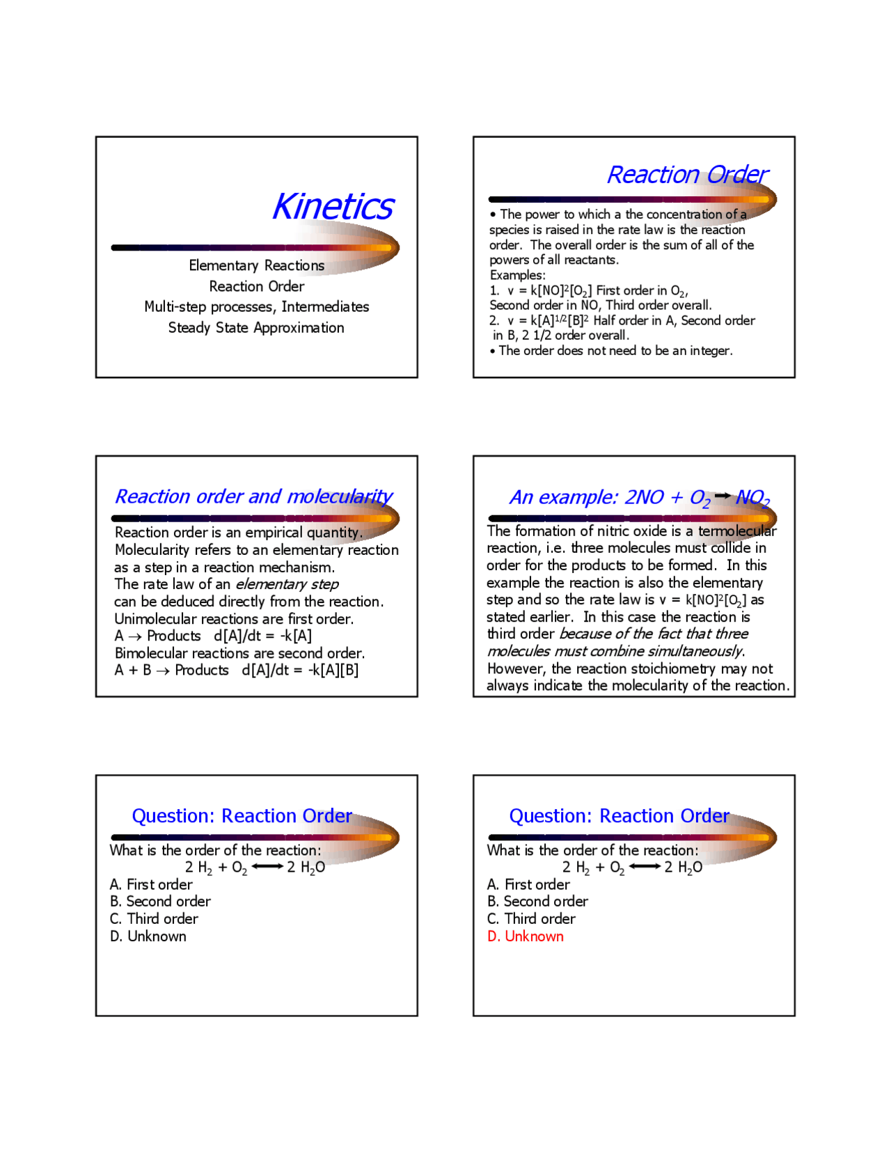 Kinetics Elementary Reactions Reaction Order Multi-Step Processes | CH ...