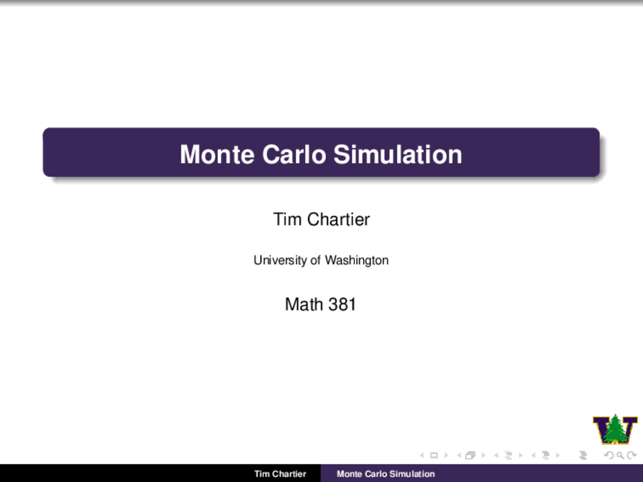 Monte Carlo Simulation Discrete Math Model Math 381 Docsity