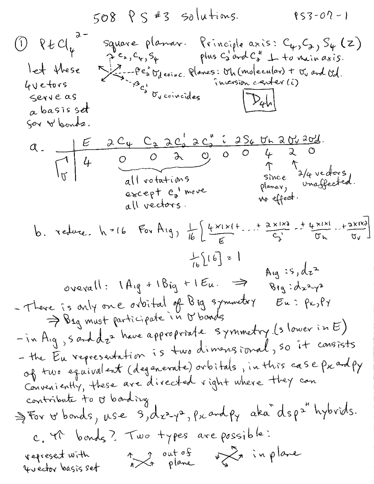 Homework 3 Handout Solution - Advanced Inorganic Chemistry | CHEM 508 ...