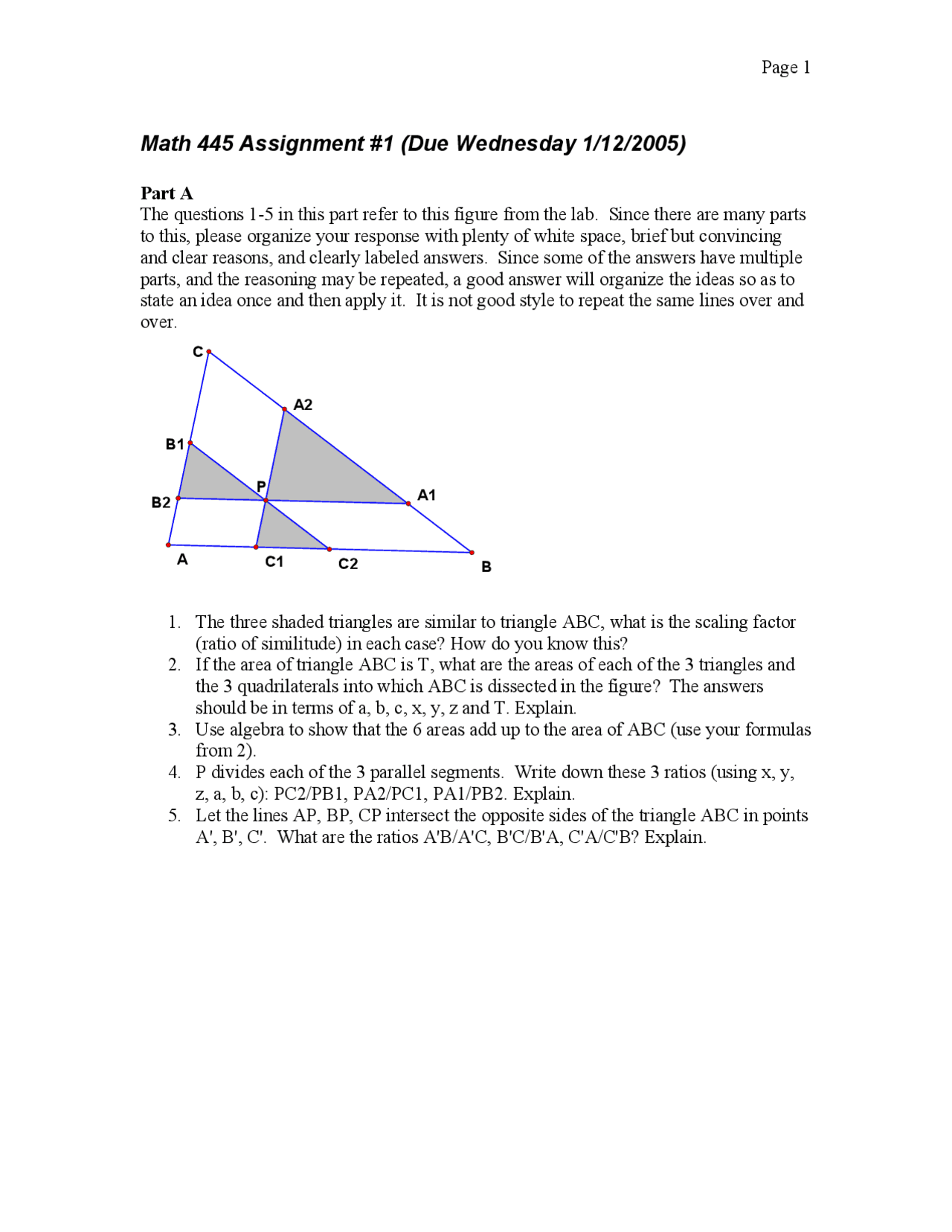 Questions For Assignment 1 Geometry For Teachers Math 445 Docsity