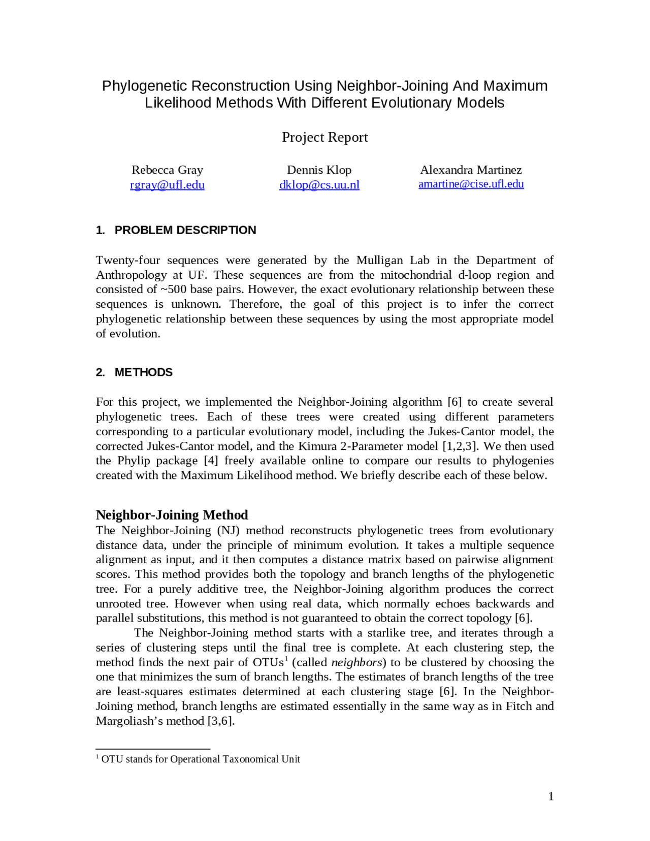 Phylogenetic Reconstruction Using Neighbor Joining And Maximum Likelihood Methods With Different