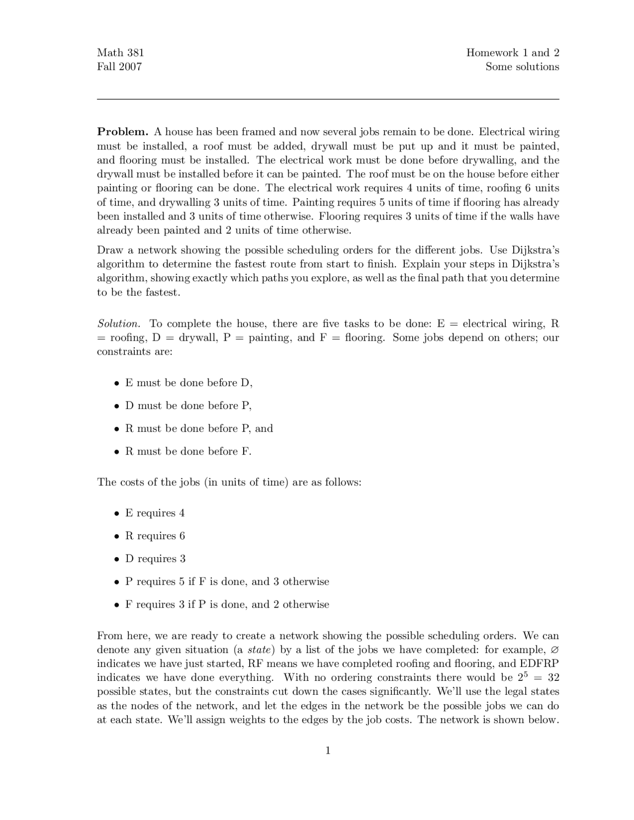 Homework 1 With Solution Discrete Mathematics Model Math 381 Docsity