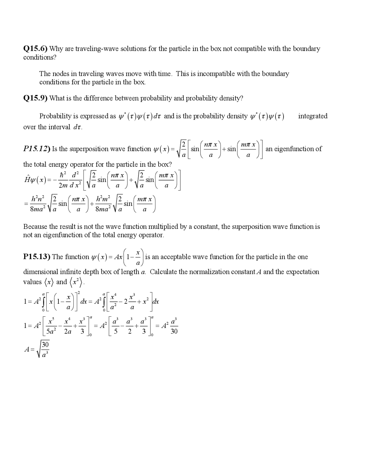 Physical Chemistry Homework Questions Chem 455 Docsity