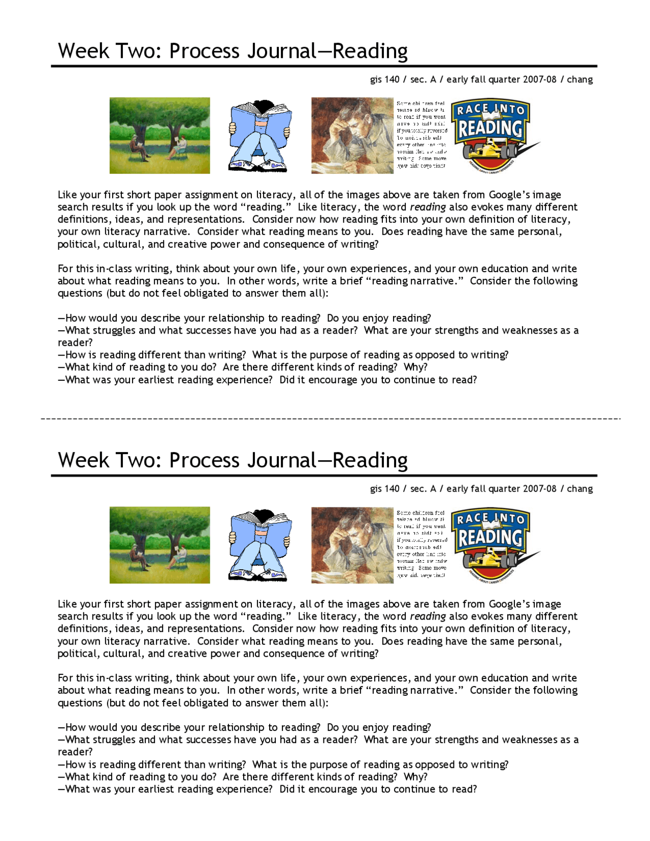 Process Journal Reading Assignment Gis 140 Docsity