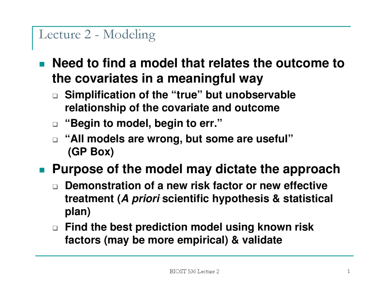 Modeling Categorical Data Analysis In Epidemiology Notes Biost
