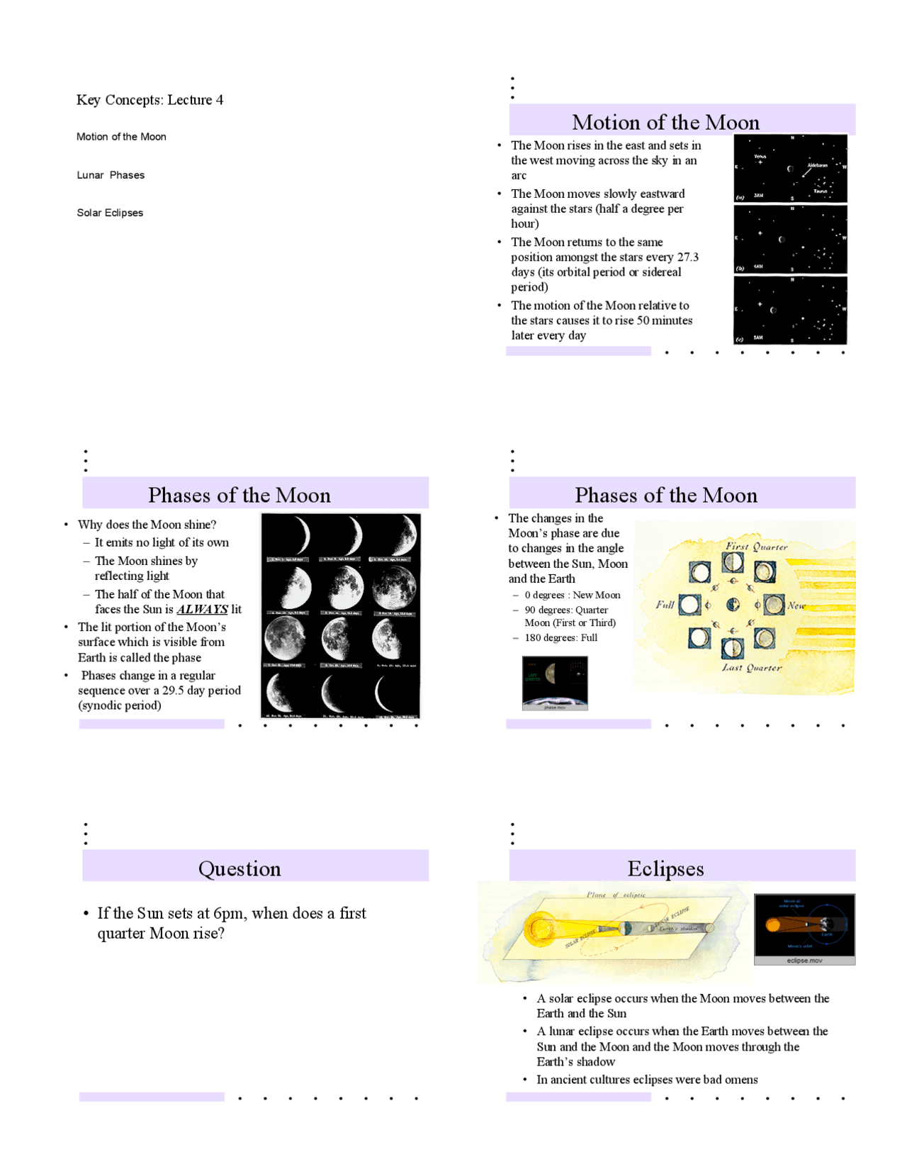 Motion Of The Moon Discover The Universe Slides Ast 1002 Docsity