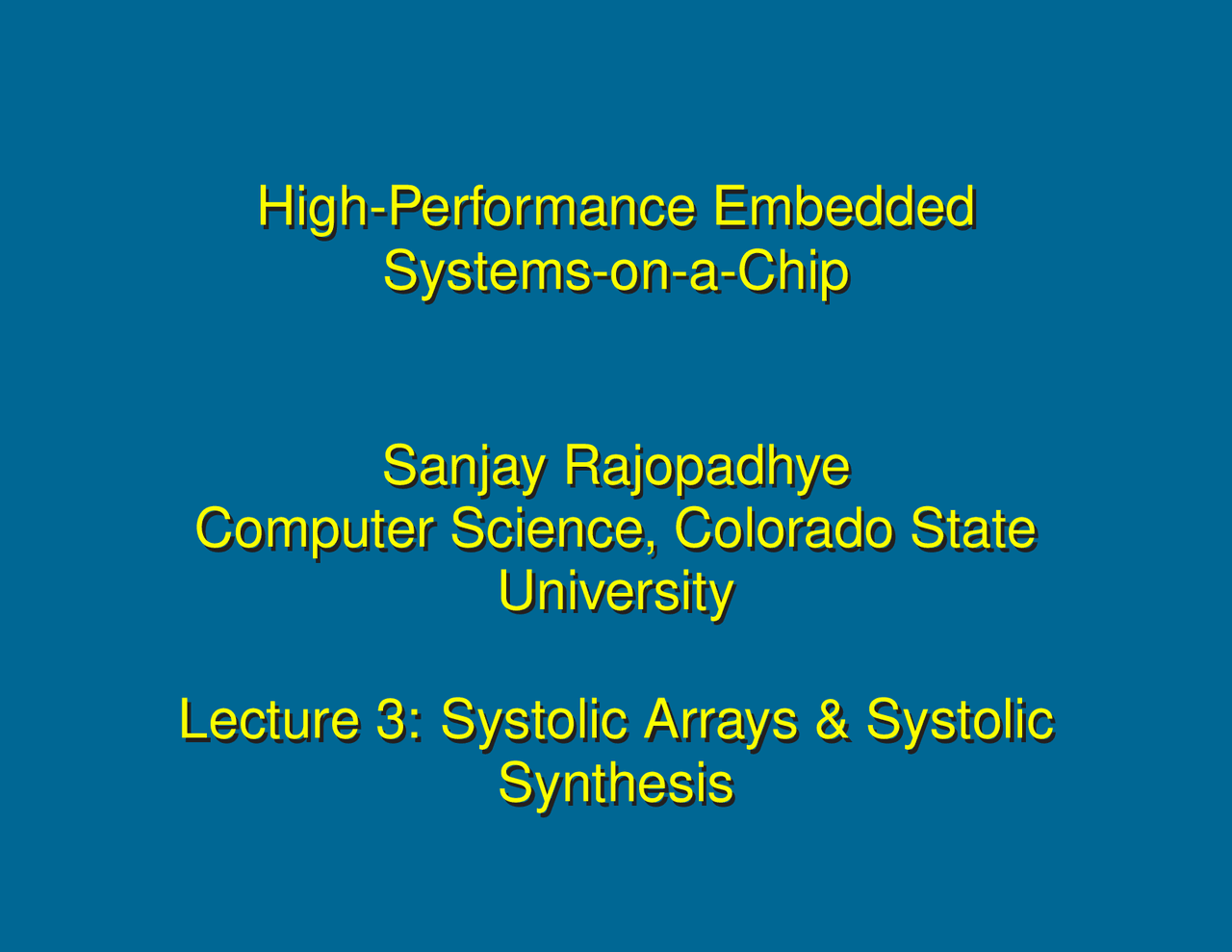 Systolic Arrays And Systolic Synthesis Lecture Slides Cs 560 Docsity
