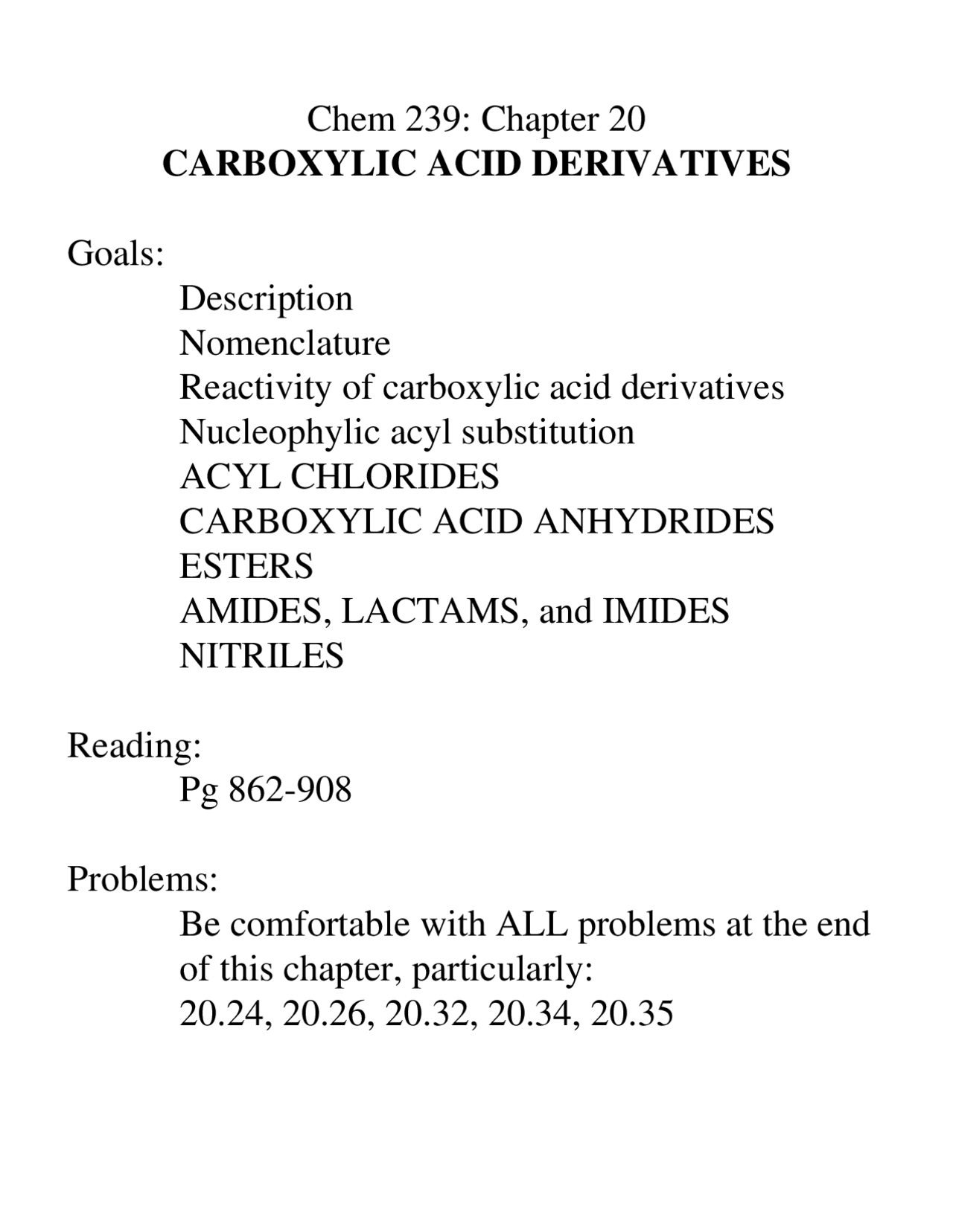 Lecture Notes for Carboxylic Acid Derivatives - Organic Chemistry ...