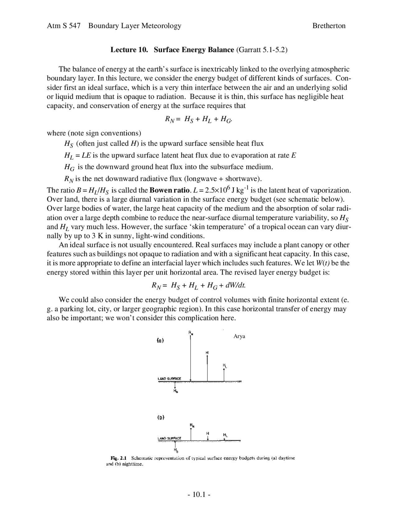 Lecture Notes on Surface Energy Balance – Boundary Layer Meteorology ...