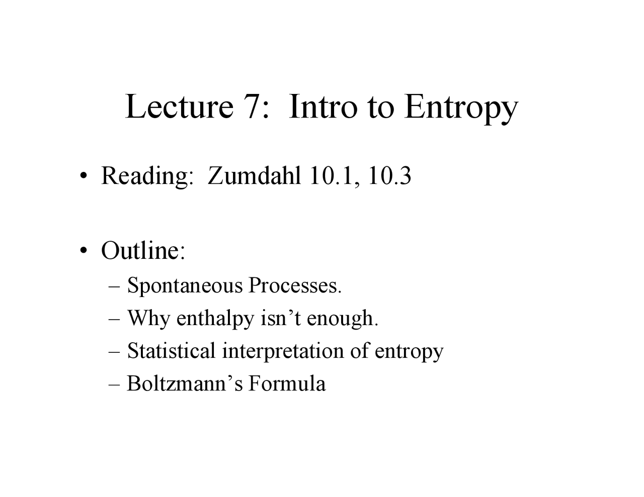 Introduction To Entropy General Chemistry Notes Chem 152 Docsity