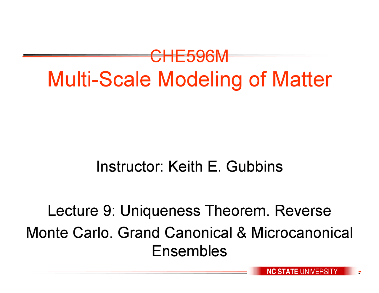 Multi Scale Modeling of Matter in Interface | CHE 596J - Docsity