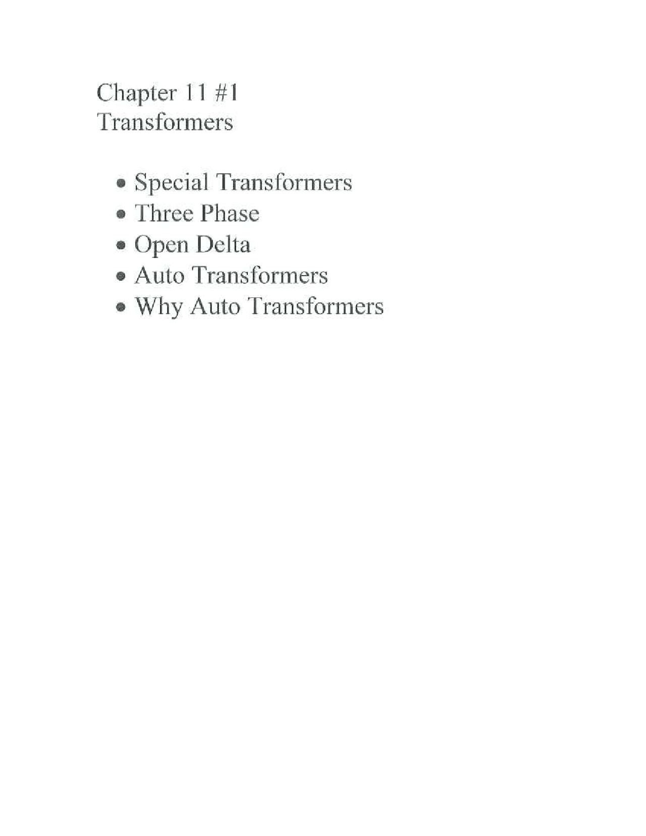 Notes On Transformers Power Systems Ece 461 Docsity