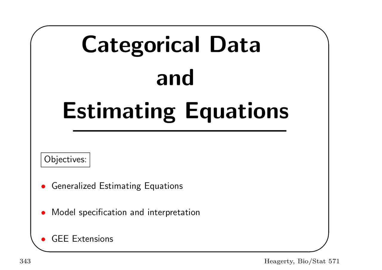 Categorical Data And Estimating Equations Slides Stat 571 Docsity