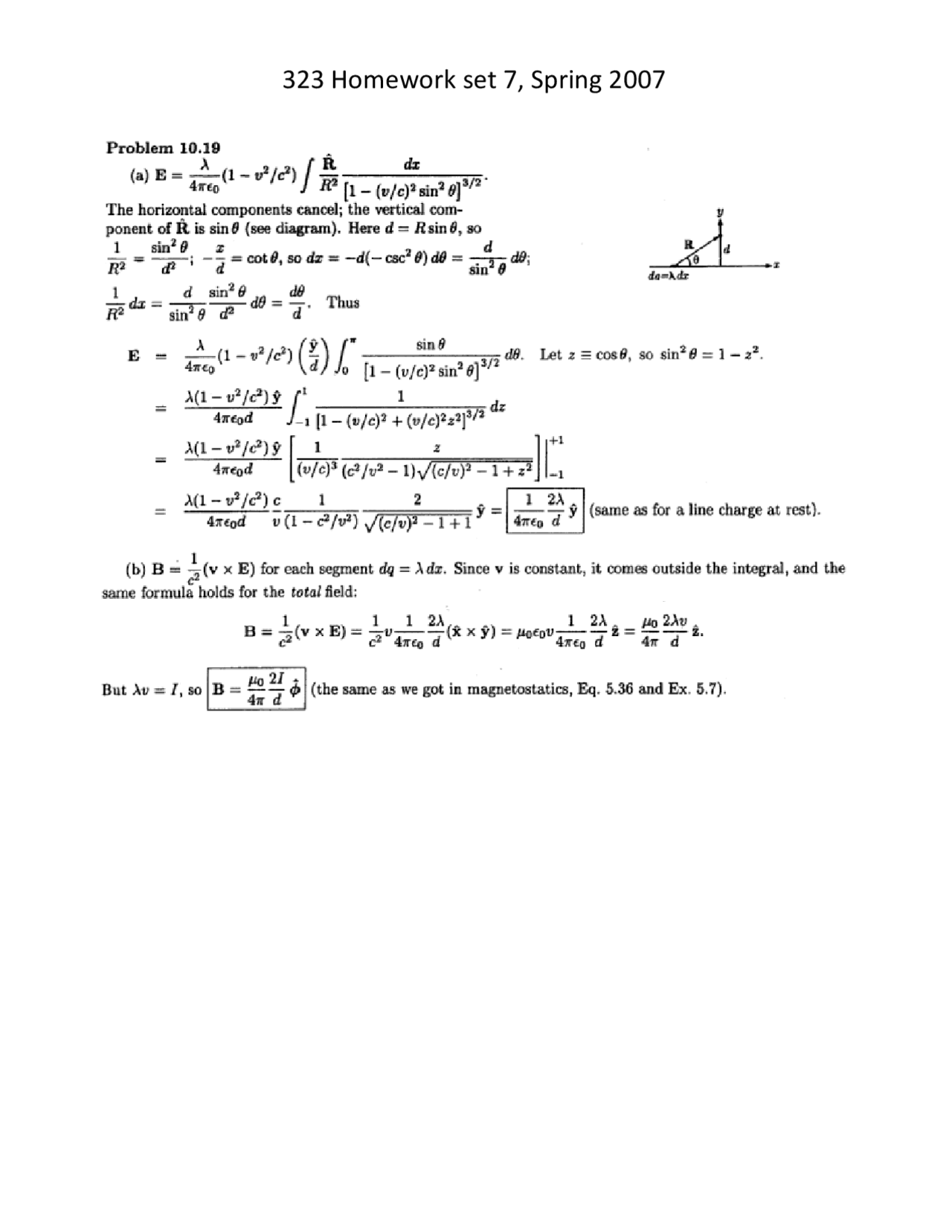 Solved Assignment 7 For Electromagnetism Phys 323 Docsity