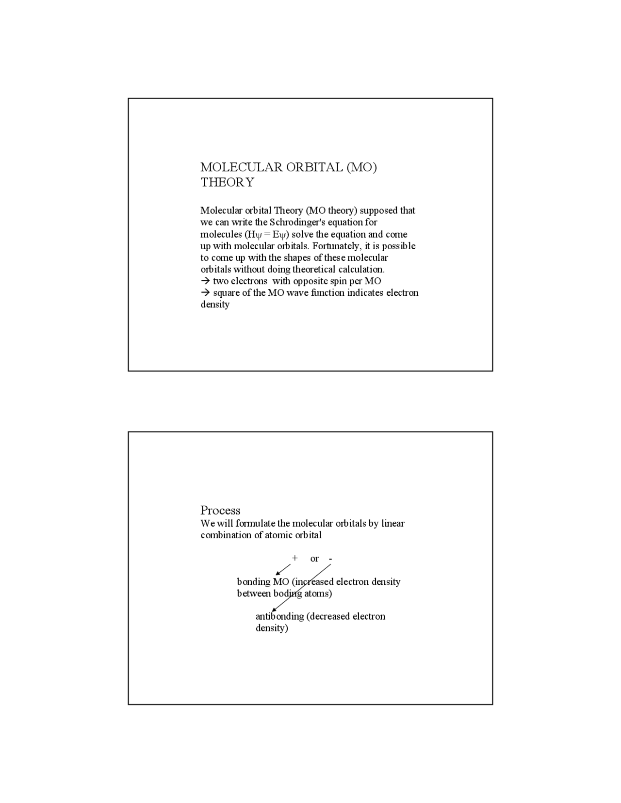 Molecular Orbital Theory Lecture Slides Chem 162 Docsity