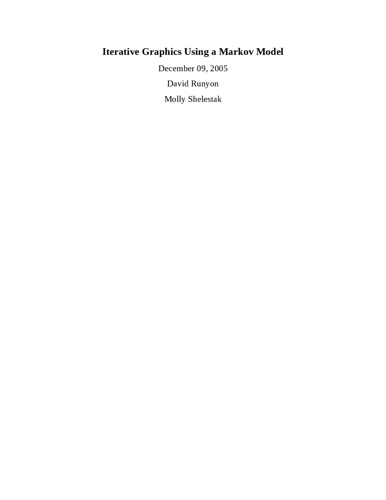 Iterative Graphics Using A Markov Model Lecture Notes Cap 4800 Docsity