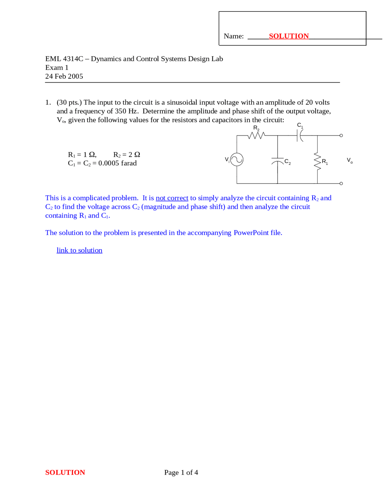 5 Questions With Solution Dynamics And Control System Design Lab