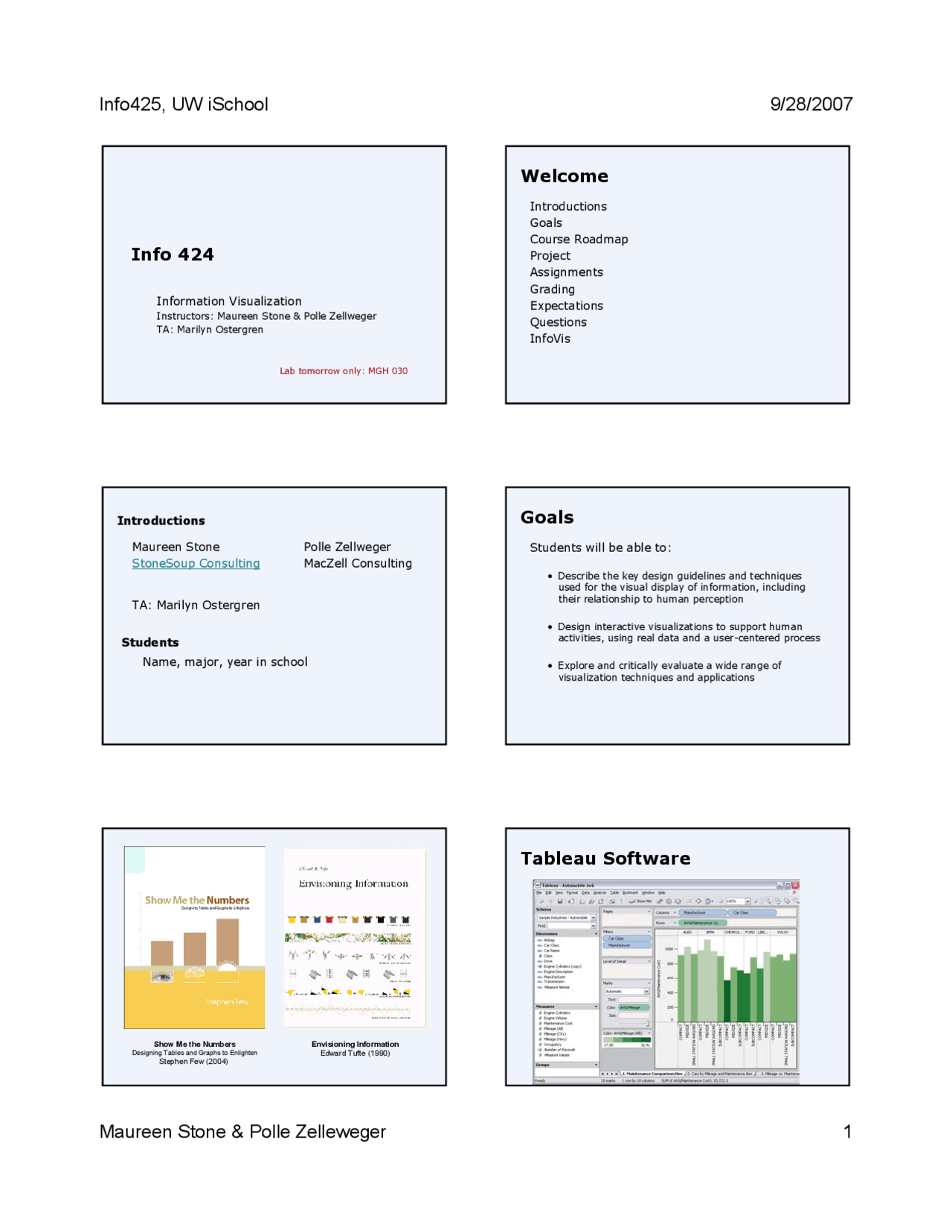 Information Visualization Lecture Slides Info 424 Docsity