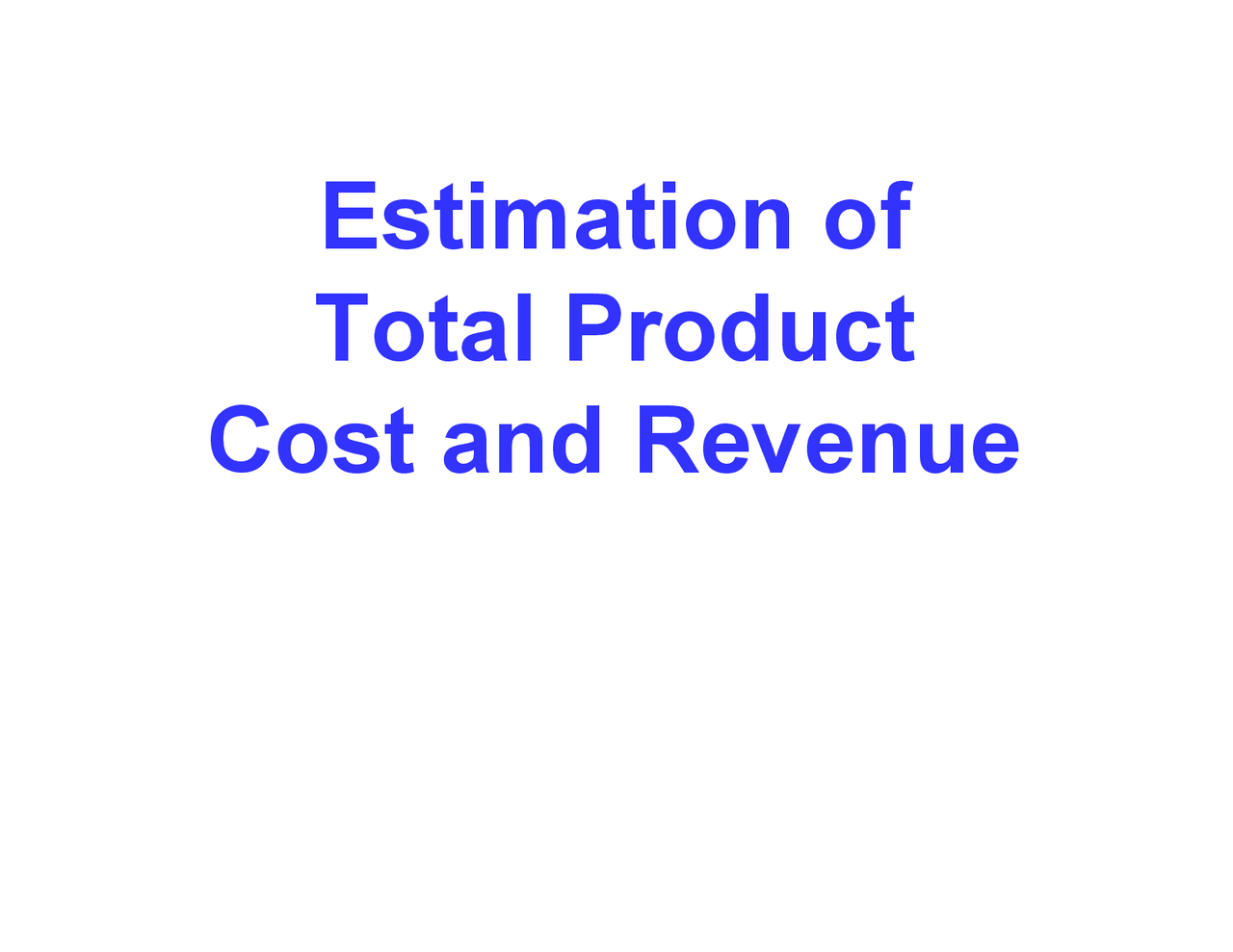 Estimation of Total Product Cost and Revenue - Lecture Slides | WPS 416 - Docsity