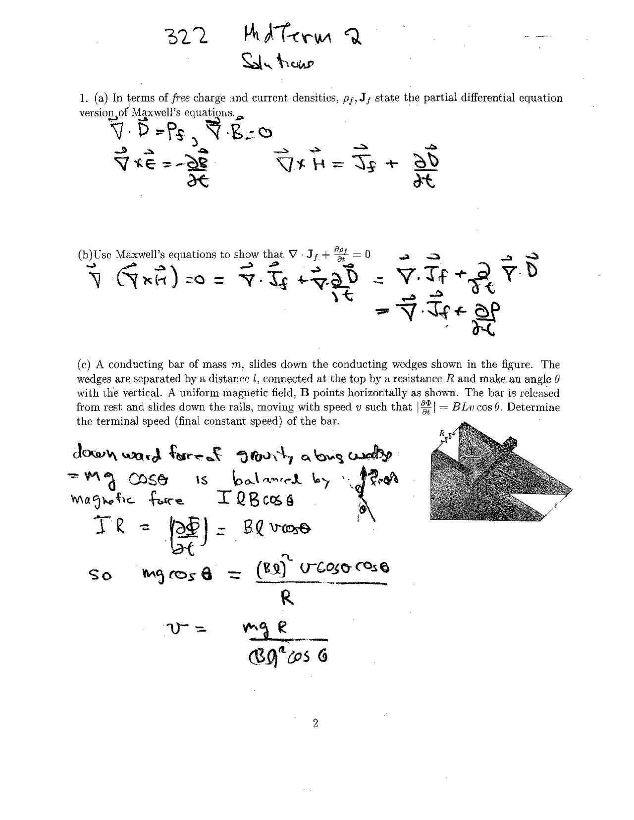Test 2 Questions With Solutions Electromagnetism Phys 322 Docsity