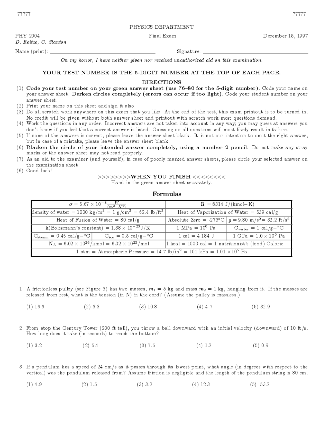 20 Mcqs Final Exam Applied Physics Phy 2004 Docsity