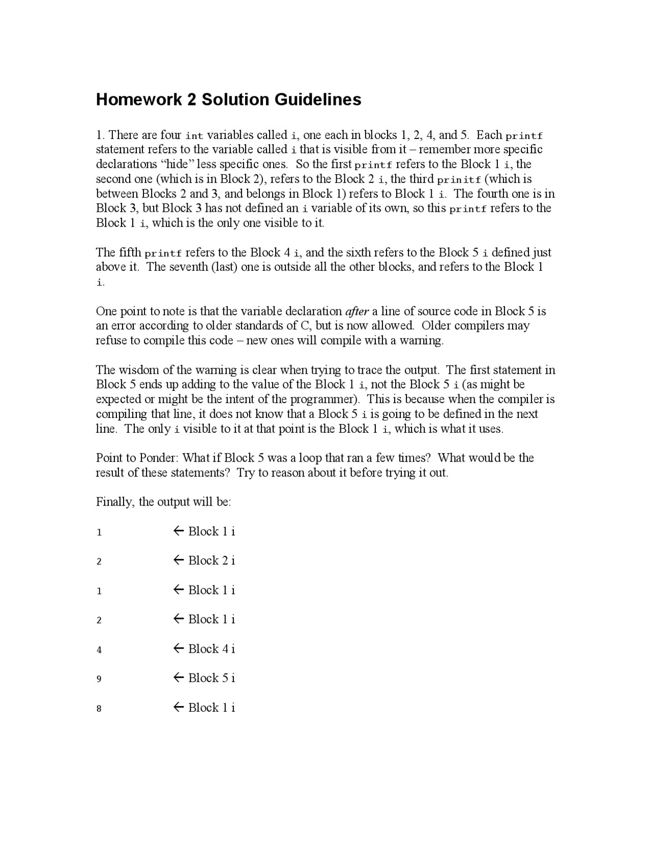 Assignment 2 Solution Guidelines For C And Software Tools Csc 230