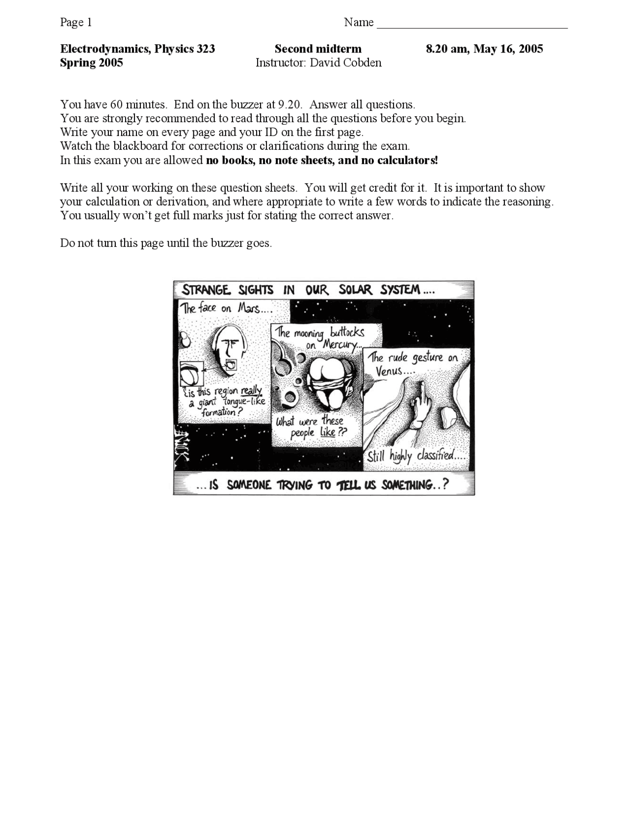 Electromagnetism Midterm Exam 2 Phys 323 Exams Electromagnetism