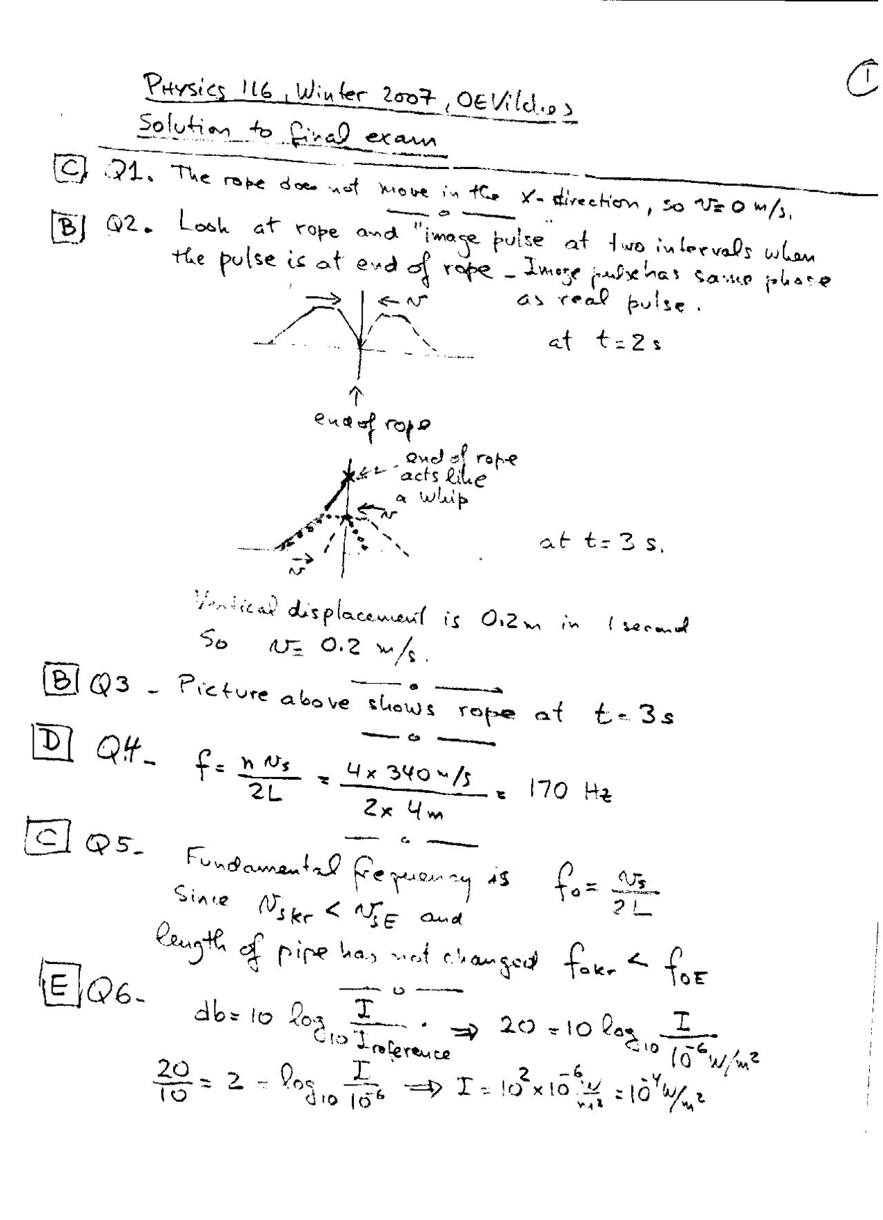 Solution to Final Exam - General Physics | PHYS 116 | Exams Physics | Docsity