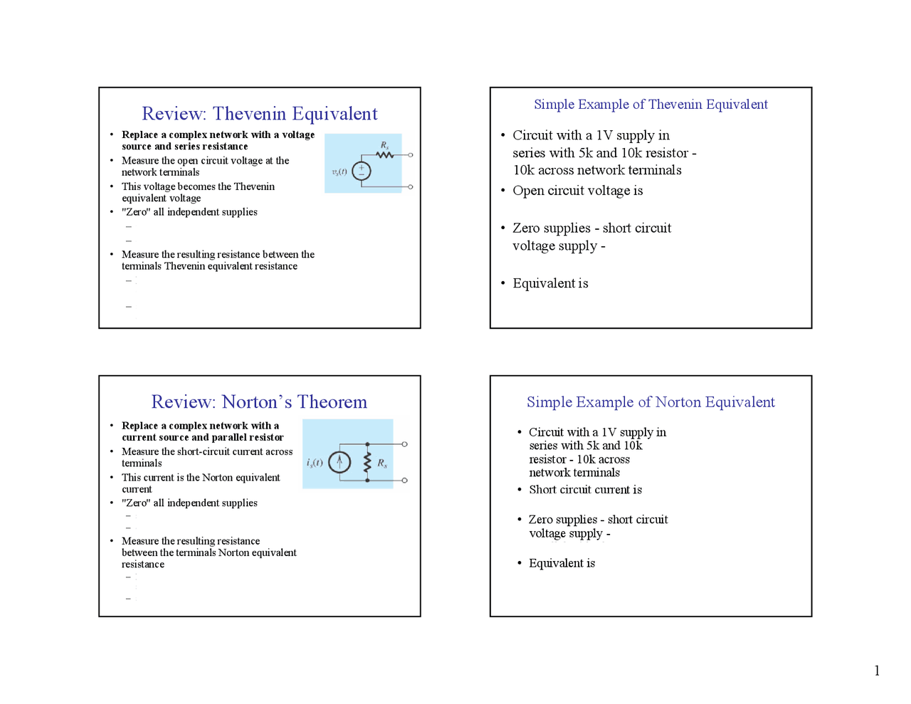 Review Thevenin Equivalent Lecture Slides Eel 3304 Docsity 