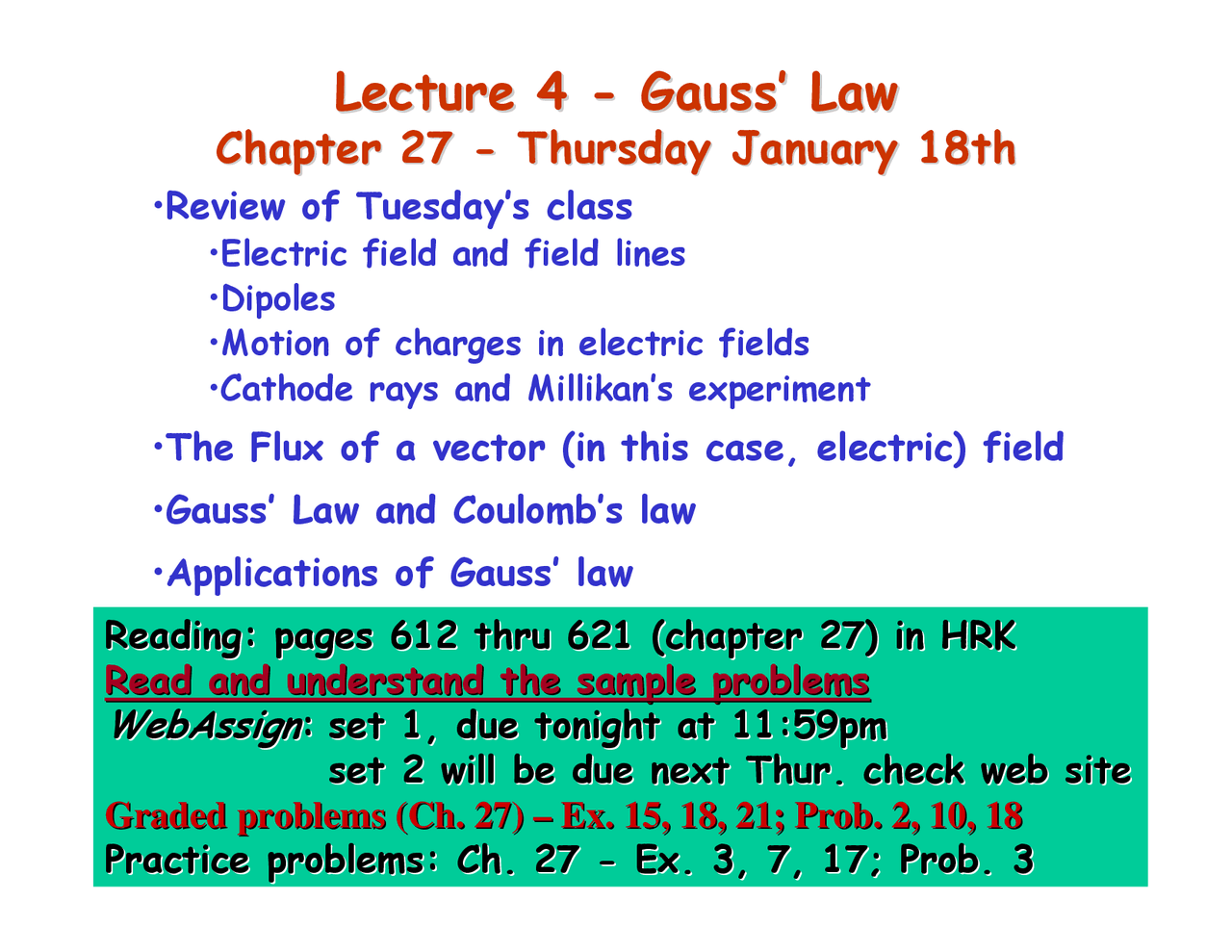 Gauss' Law - Electric Field - Enriched Physics with Calculus 1 | PHY ...