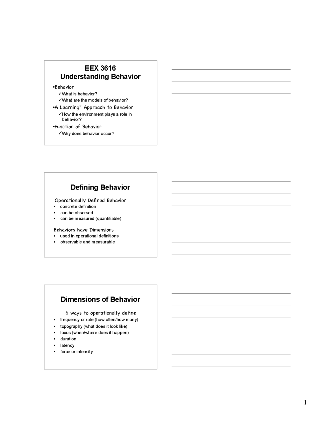 Understanding Behavior Lecture Slides Eex 3616 Docsity