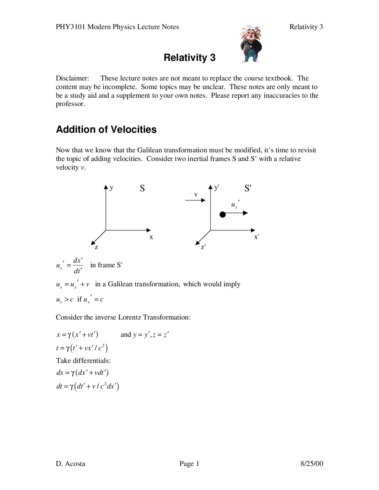 Relativity Iii Lecture Notes Modern Physics Phy 3101 Docsity