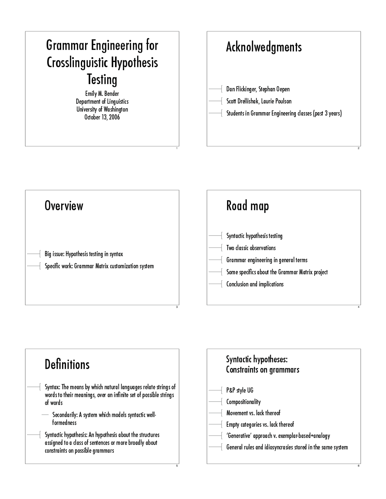 Syntactic Hypotheses Constraints On Grammars Slides Ling 567 Docsity