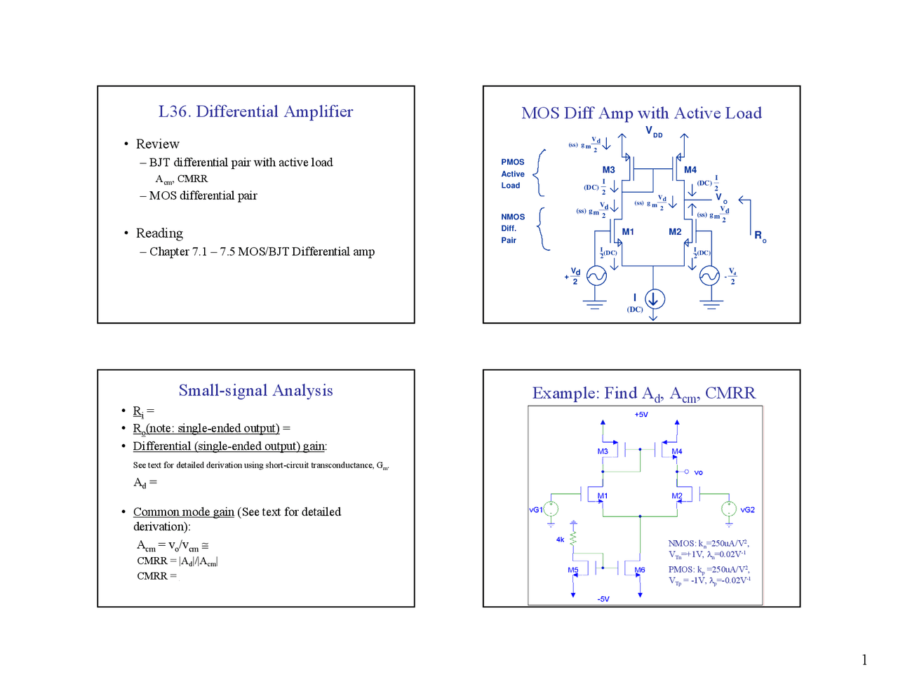 Differential Amplifier Electronic Circuits I Eel 3304 Docsity