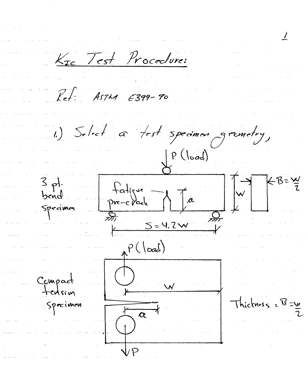 KIC Test Procedure - Fracture Mechanics - Handout Notes | MAE 543 - Docsity