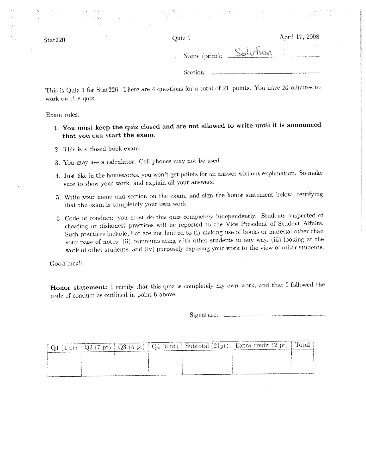 Quiz 1 Questions With Answers Basic Statistics Stat 220 Docsity