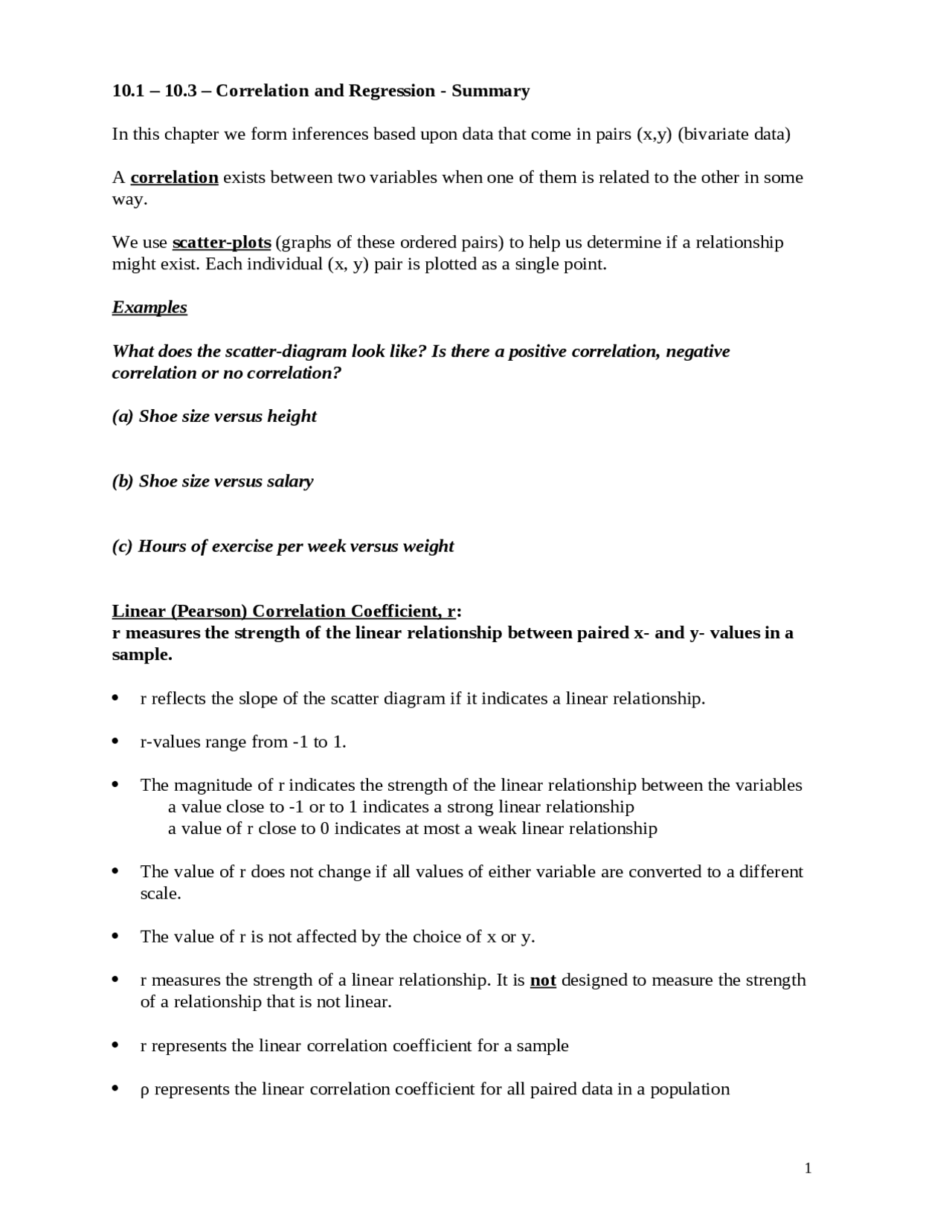 Correlation And Regression Elements Of Statistics Summary Ma 116