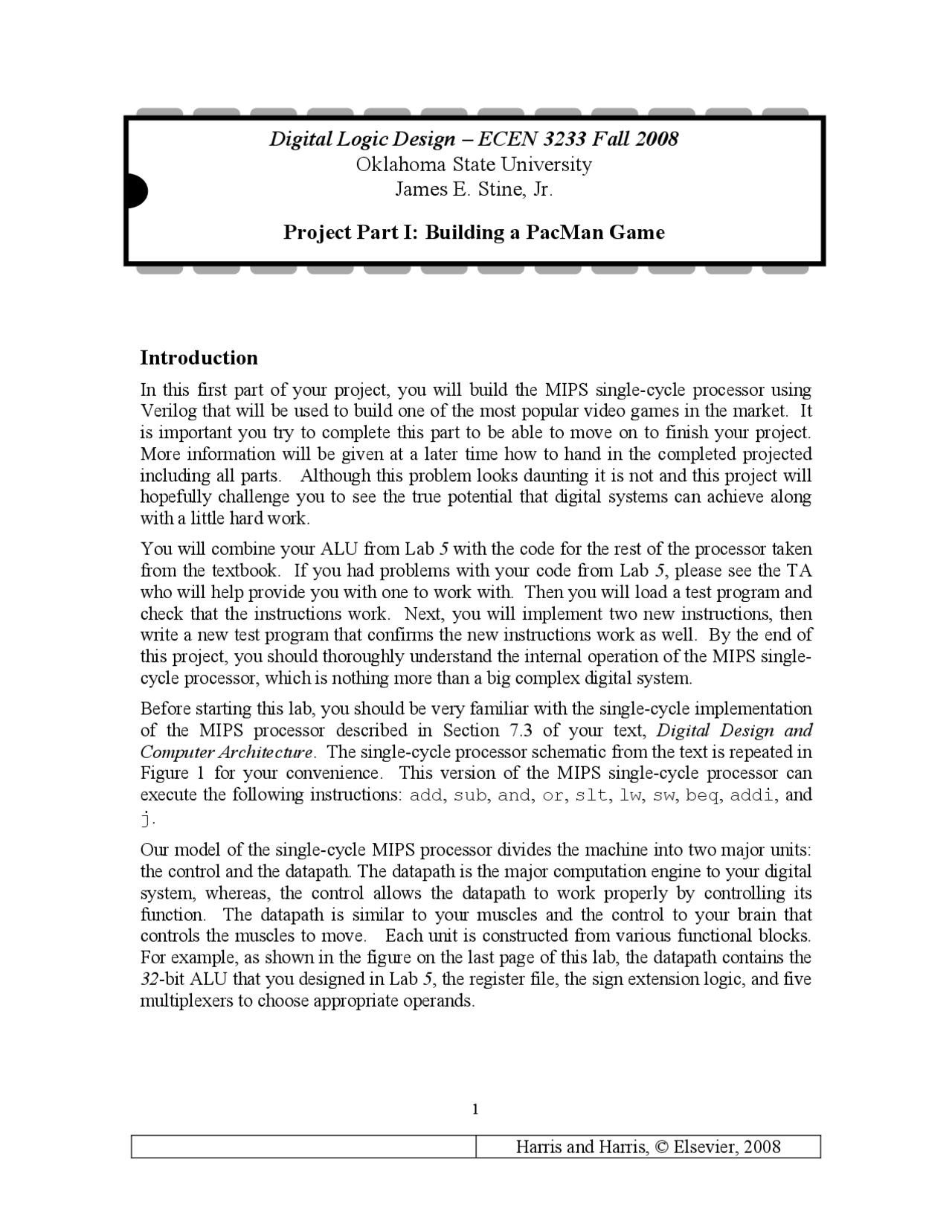 Building a PacMan Game - Digital Logic Design | ECEN 3233 | Study Guides, Projects, Research ...