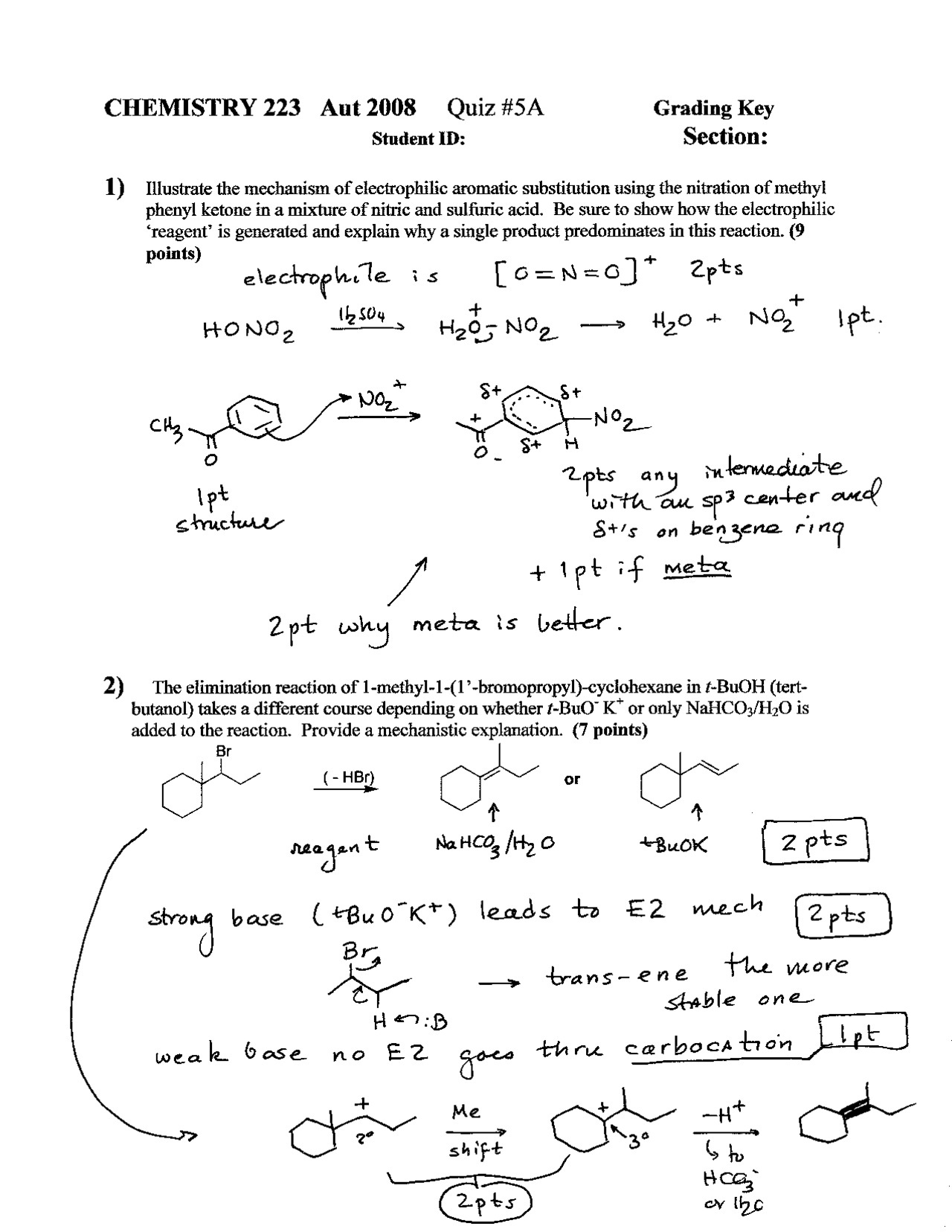Solved Questions On Organic Chemistry Short Program Quiz 5 Chem 223