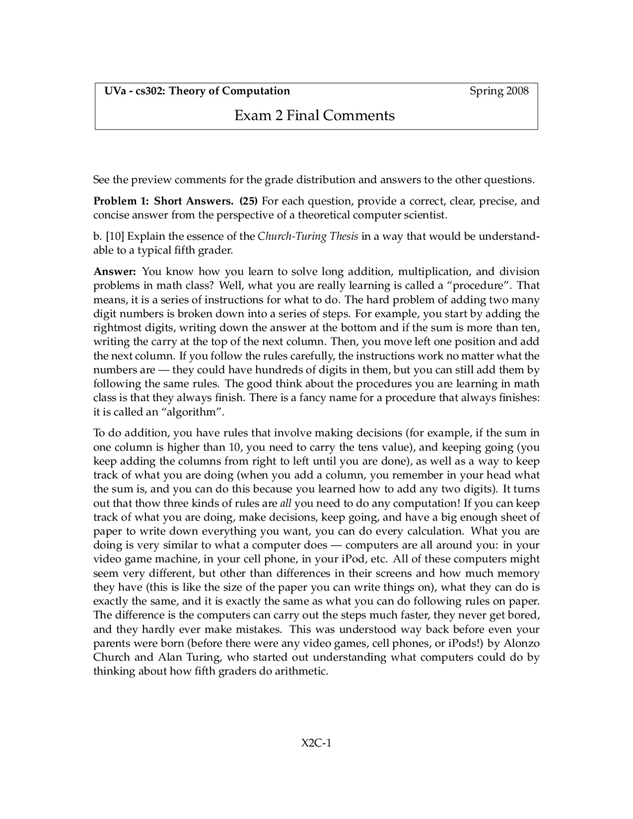 Theory Of Computation Final Exam Comments Cs 3102 Docsity