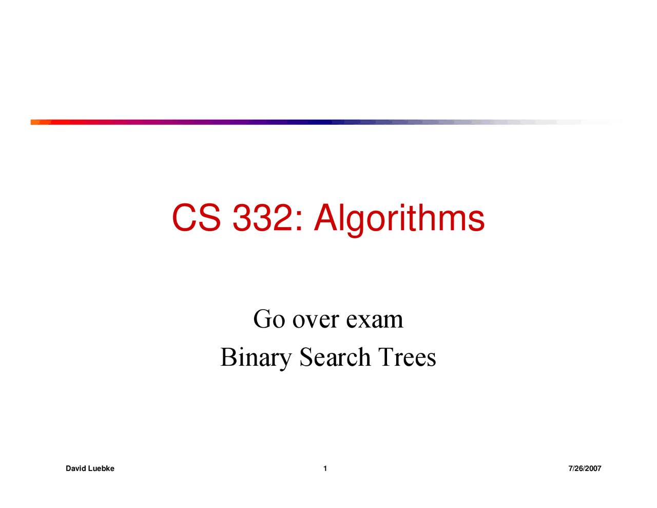 Review Dynamic Sets - Lecture Slides | CS 332 - Docsity