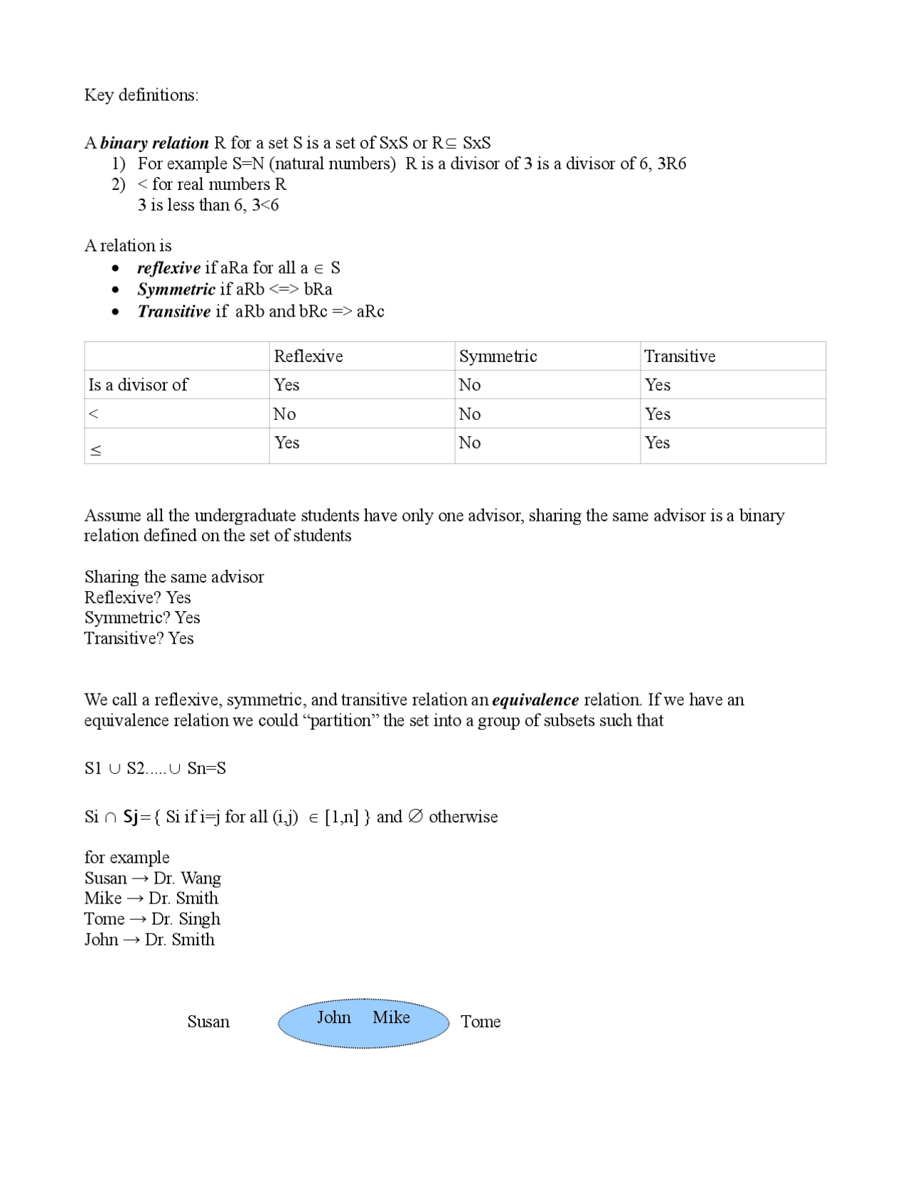 Binary Relation Lecture Notes Eecs 560 Docsity