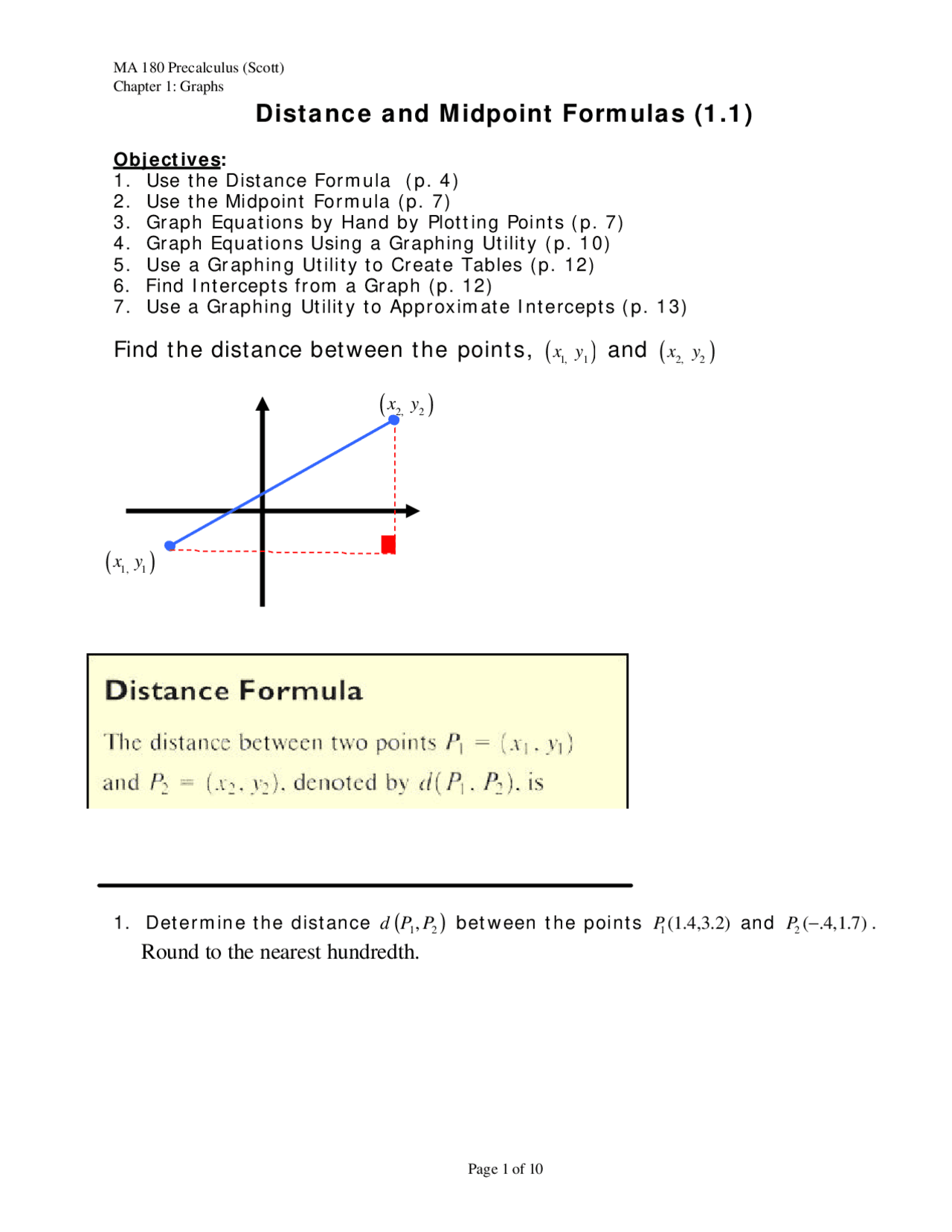 Lecture Distance and Midpoint Formulas - Precalculus | MA 180 | Study ...