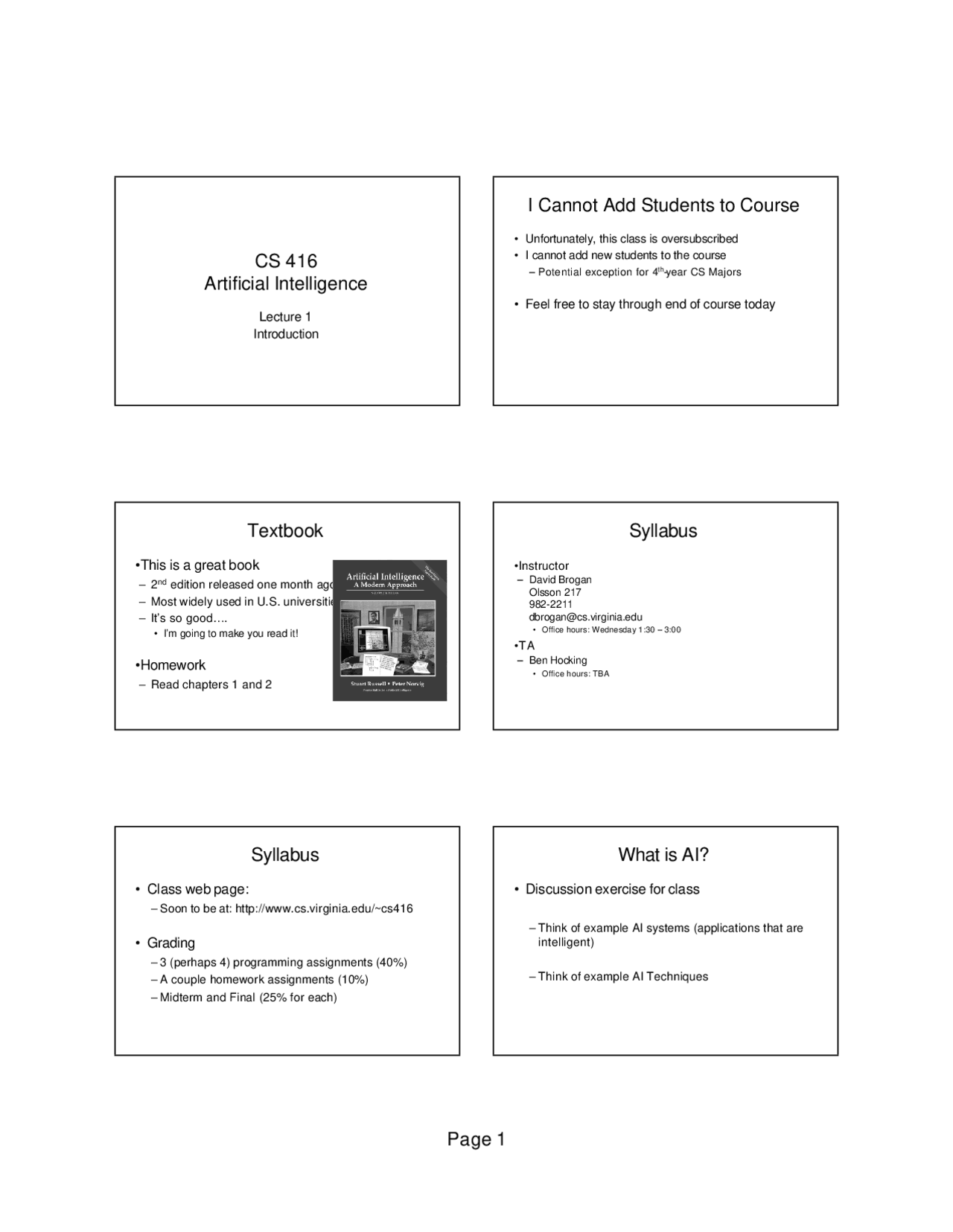 Introduction to Artificial Intelligence - Lecture Slides | CS 4710 - Docsity