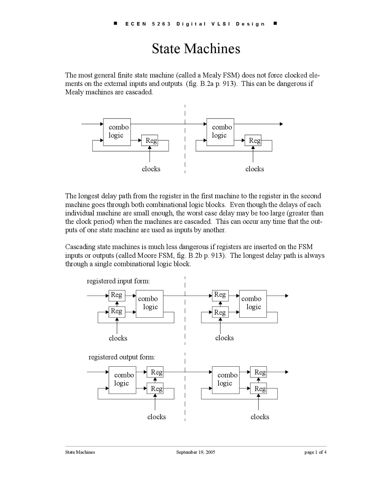Vlsi Digital System Design State Machines Lecture Notes Ecen 5263