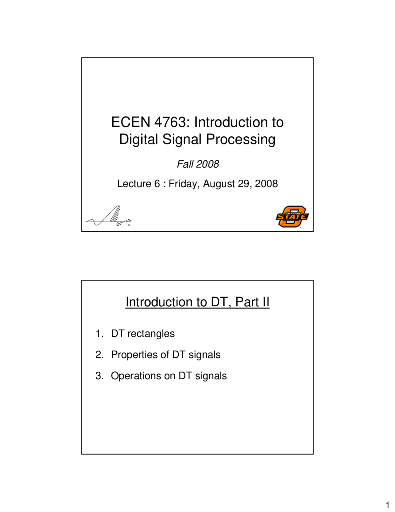 Introduction To Dt Lecture Slides Ecen 4763 Docsity